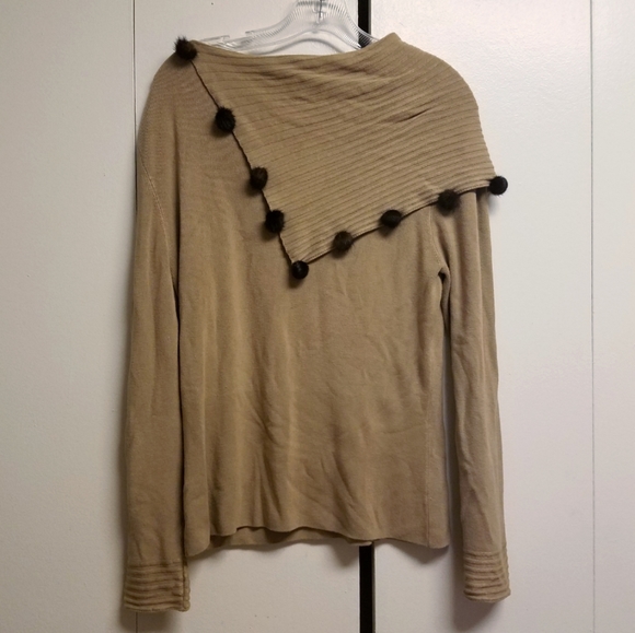 Cyrus | Tops | Cyrus Knits Faux Fur Draped Collar Ribbed Top | Poshmark